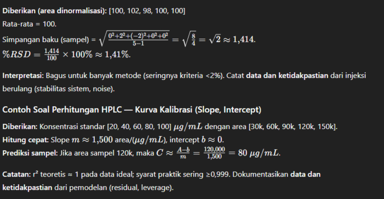 Contoh Soal Perhitungan HPLC — %RSD (Repeatability) | Laboratorium ...
